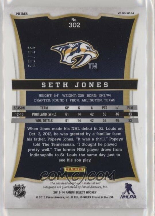 SETH JONES 2013-14 Select Prizm Prime Rookie Patch Autograph Auto RC 25 ...
