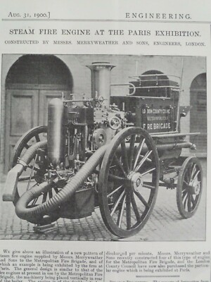 Steam Fire Engine Metropolitan Fire Brigade Paris By Merryweather ...