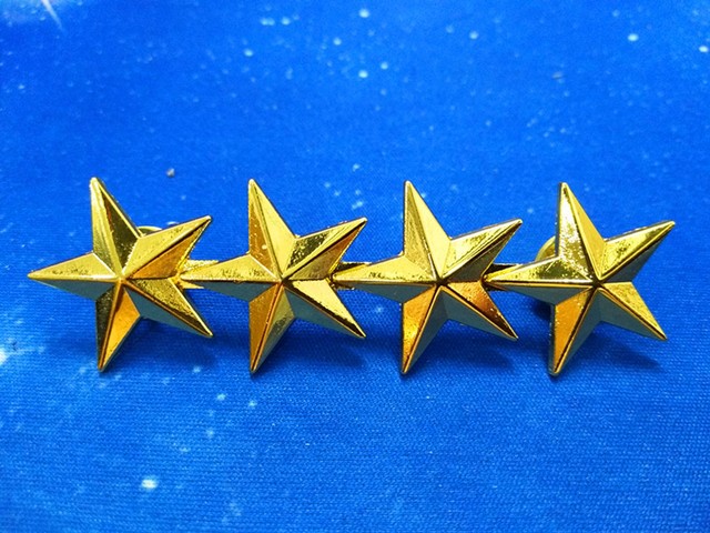 PAIR OF US ARMY OFFICER 4 STAR GENERAL RANK METAL BADGES PIN INSIGNIA ...