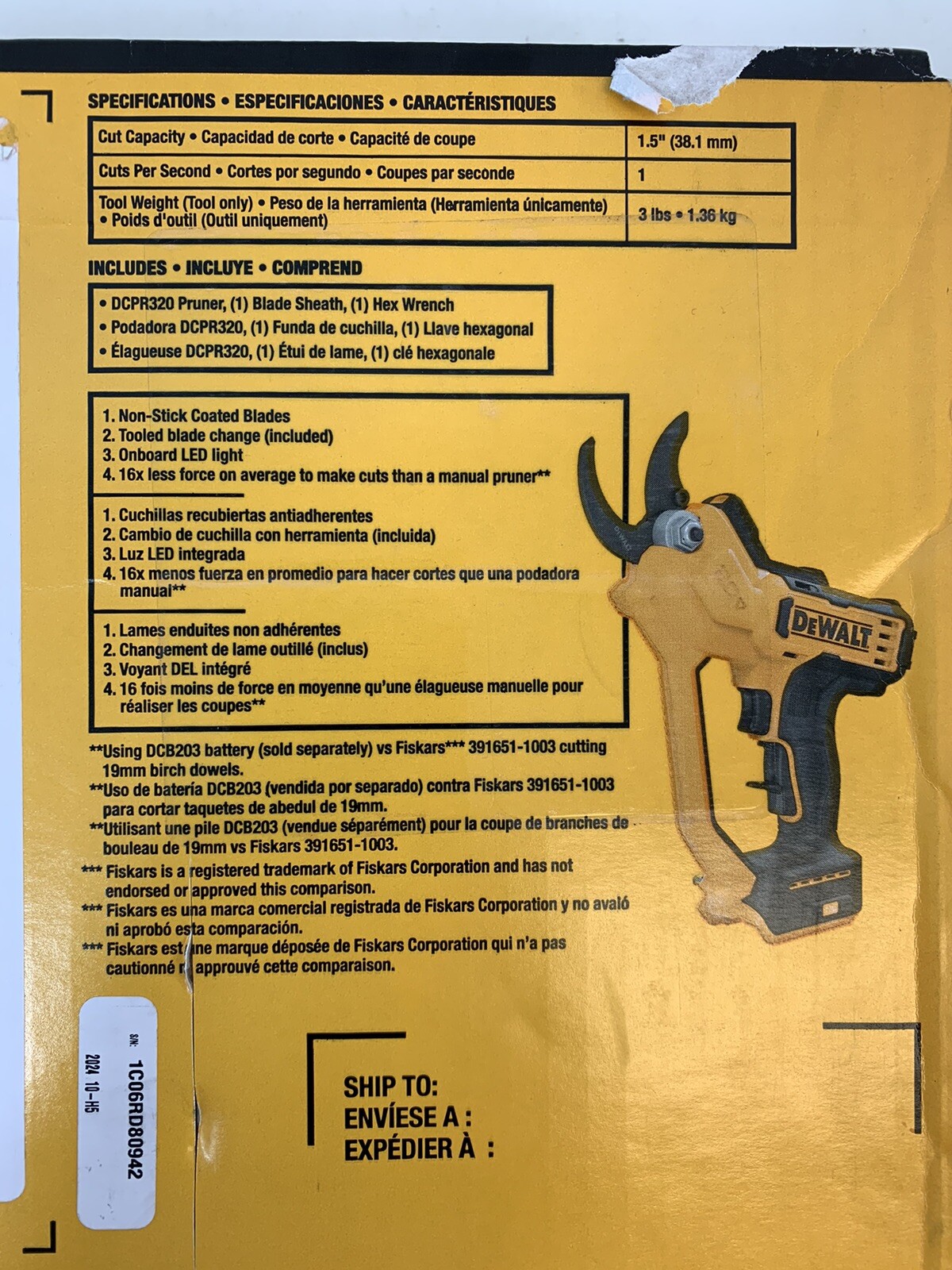 DEWALT DCPR320B 20V MAX 1.5" Cordless Pruner - Yellow for sale online ...