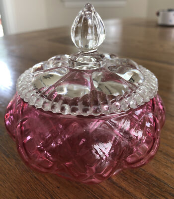 Fenton Small Cranberry Melon Powder Jar | eBay