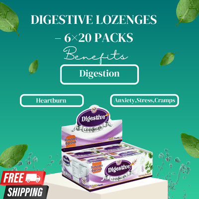 Digestive Lozenges – 6×20 packs, for Digestion, Heartburn, Anxiety ...