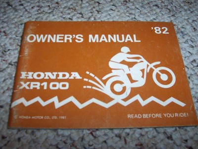 1982 Honda XR100 Motorcycle Factory User Guide Owner Manual ORIGINAL | eBay