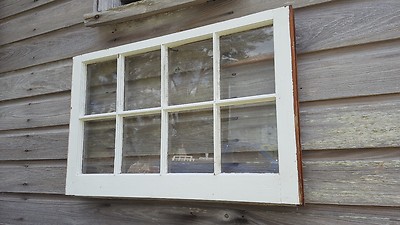 VINTAGE SASH ANTIQUE WOOD WINDOW FRAME PINTEREST RUSTIC 36x20 8 PANE | eBay