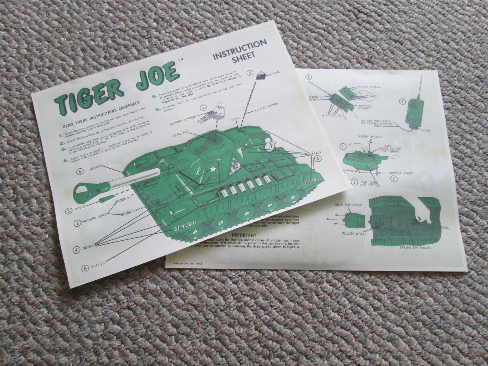 DELUXE READING TIGER JOE TANK INSTRUCTION SHEET | eBay