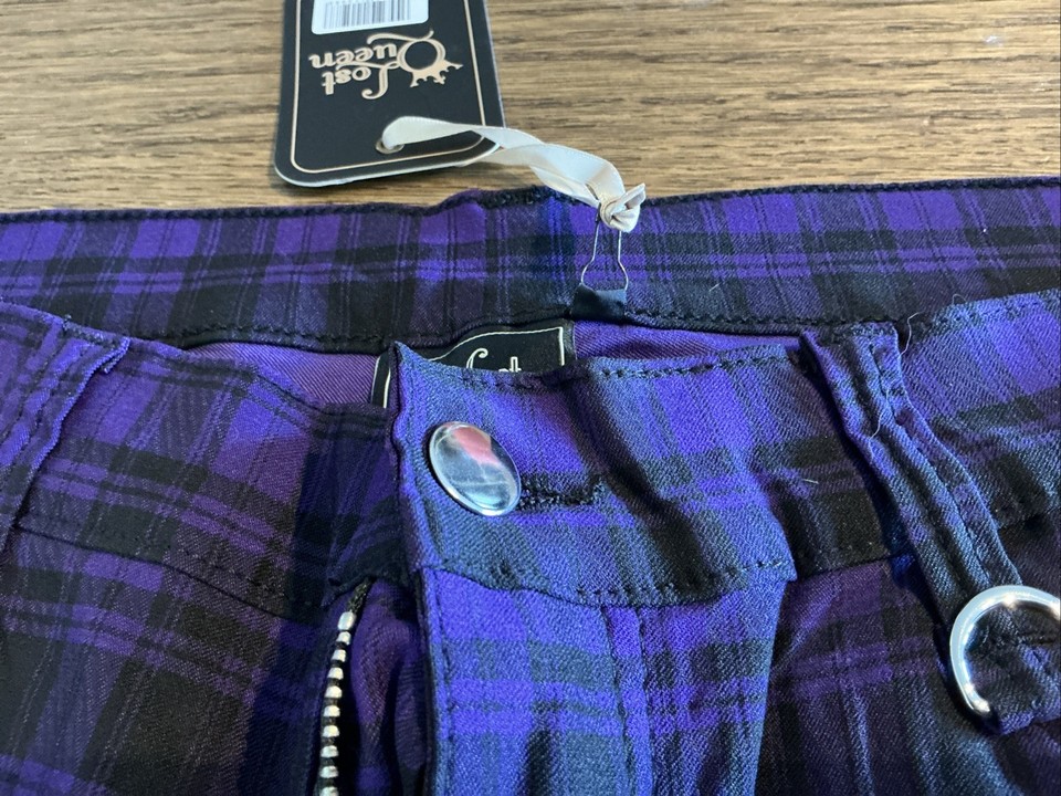 Lost Queen Punk Rock Funky Skinny Pants-Purple Plaid Skinny Pants - XL ...