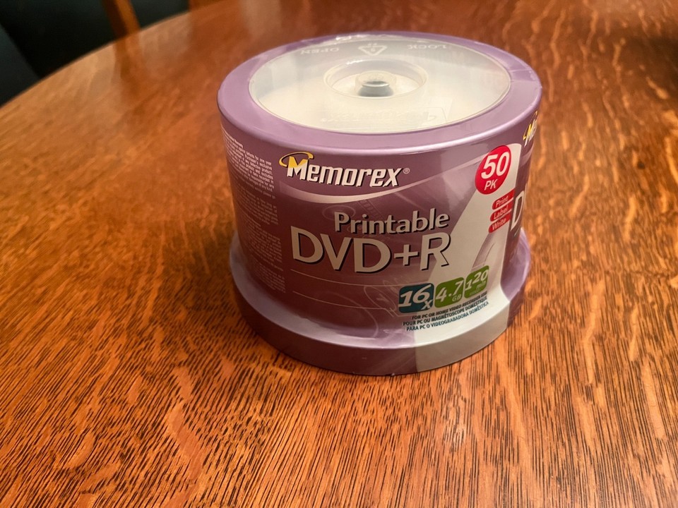 Memorex Printable DVD-R 50 Pack 16x 4.7GB 120 Minutes Spindle New and ...
