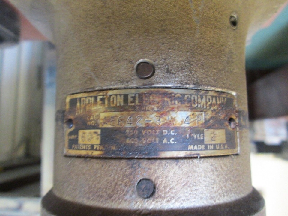 Appleton Receptacle w/ Base AE 642 60A 600V 3W 4P Used | eBay UK