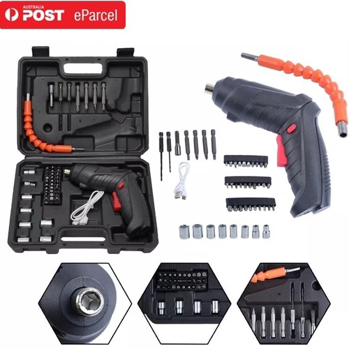 45PCS Cordless Screwdriver Drill Driver Screw Bit Set Rechargeable ...