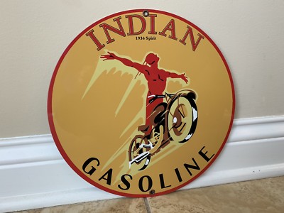 Indian Gasoline advertising sign oil gas Round Metal | eBay