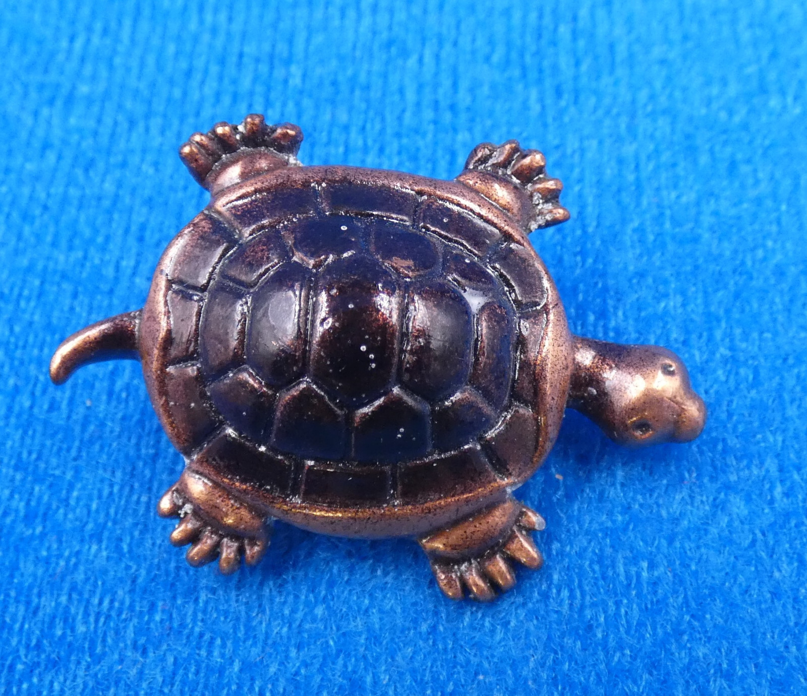 Adorable Vintage Copper TURTLE Jewelry Pin - Gem