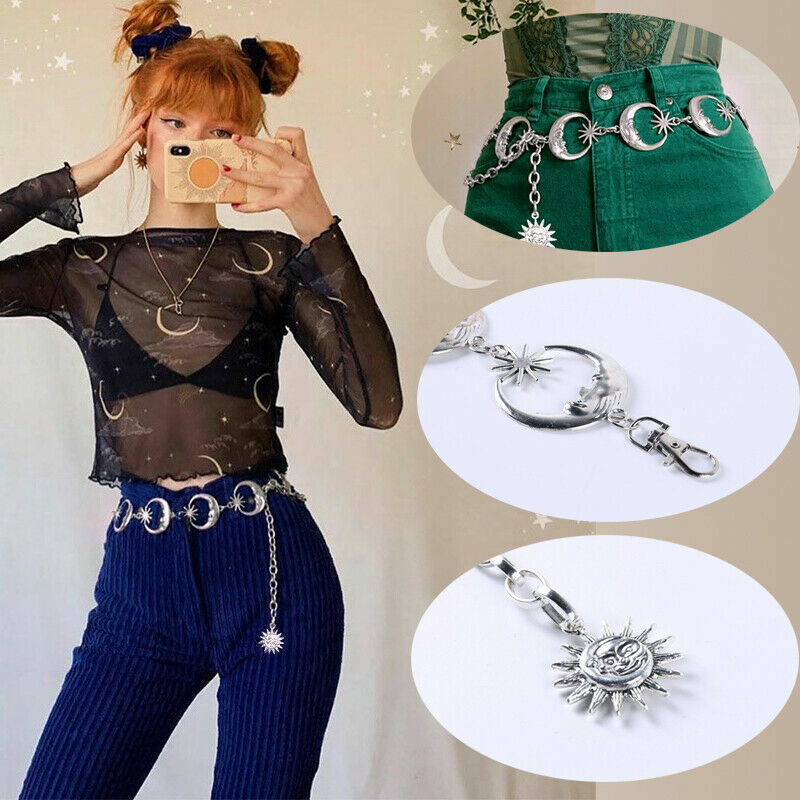 Womens Crescent Moon Belt Silver/Gold Sun Belt Metal Goth Punk Witch ...