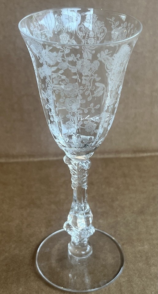 1940's TIFFIN FRANCISCAN Cherokee Rose Etched Glass Stemmed Cordial ...