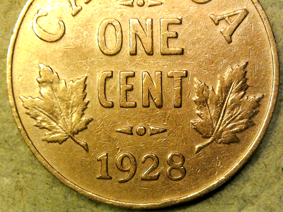 1928 Canada Cent Lovely Circulated Brown King George V Canadian Penny ...