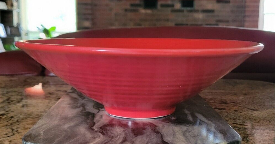 Vintage Asian Red Serving Bowl | eBay