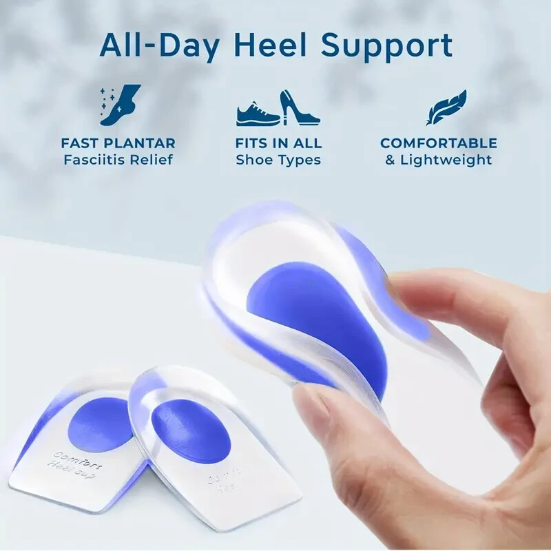 Silicone Gel Heel Cups - Shoe Inserts for Plantar Fasciitis, Sore Heel ...