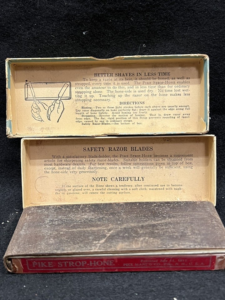 VINTAGE PIKE MFG CO. STROP HONE SHARPENING STONE, WITH RAZOR STROP | eBay