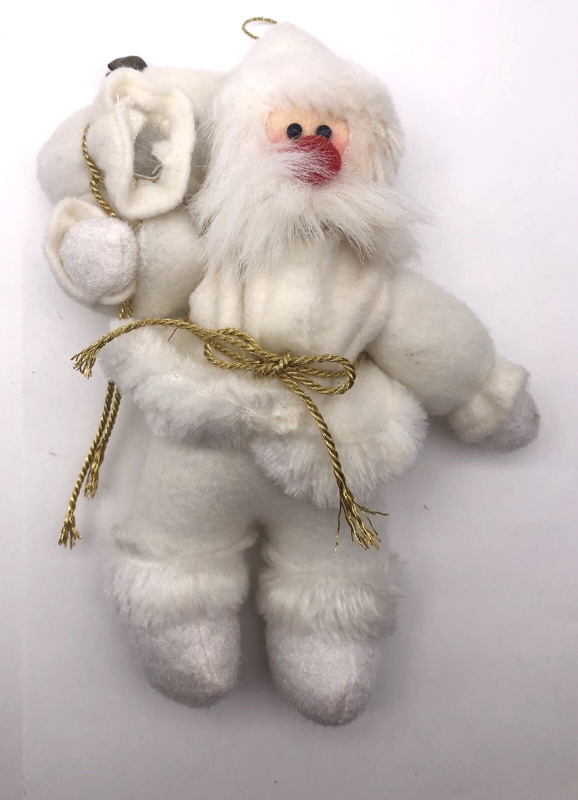 8” Santa Claus In White Plush Figure Christmas Ornament | eBay