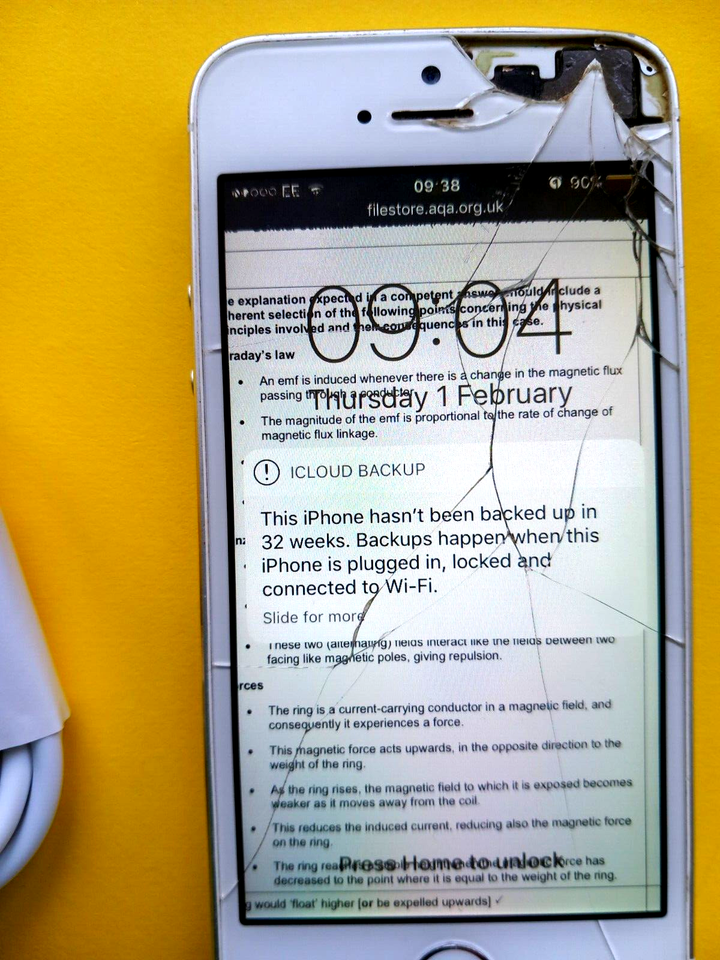 LOCKED iPhone 5s MODEL A1457 LCD DISPLAY DAMAGED REQUIRE REPAIR ...