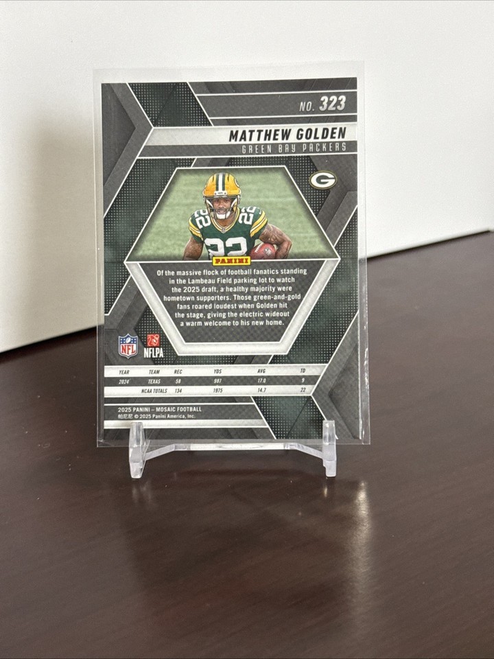 2025 Mosaic Matthew Golden ROOKIE #323 Green Bay Packers RC Panini ...