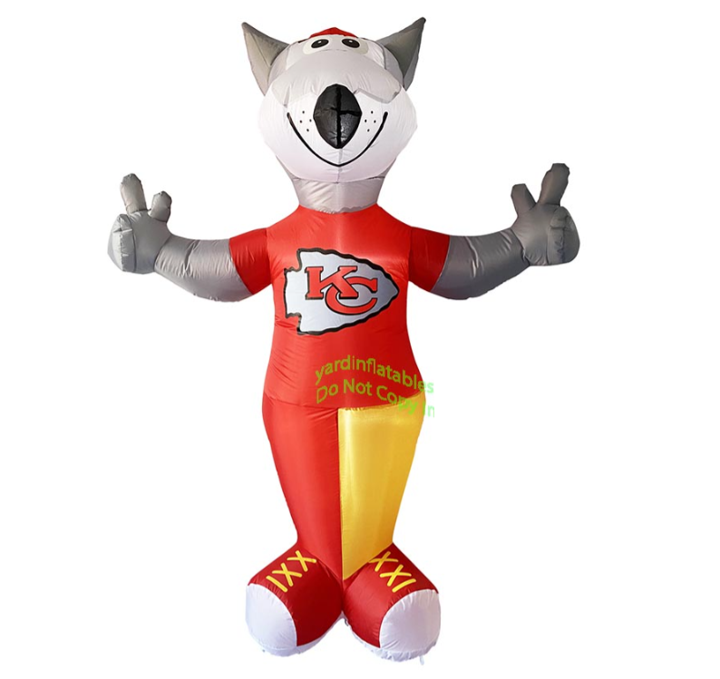 7' Air Blown LED Inflatable NFL Kansas City Chiefs Wolf Mascot Yard ...