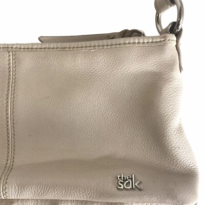 The Sak Leather Shoulder Handbag Small Ivory Purse Zipper Demi Bag | eBay