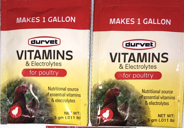 Durvet Lot Of 2 Vitamins & Electrolytes for Poultry 5g Packet Dietary ...
