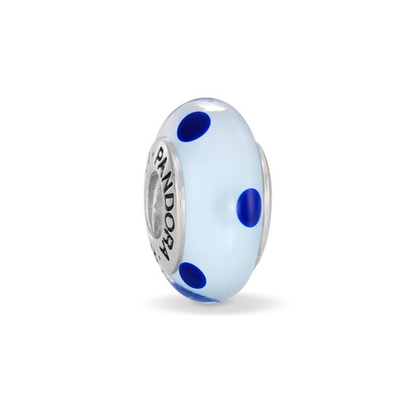 Genuine Pandora Murano Glass Bead Blue Polka Dots 790… - Gem