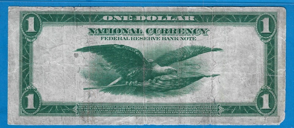 1918 $1 C-3 Philadelphia FRBN Natl Currency Green Eagle Note,FR 715 ...