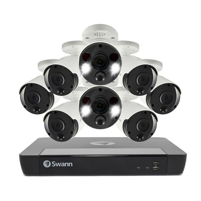 Swann CCTV Security System NVR 8580 16 Channel 4K 2TB 8 x NHD-885MSB/FB ...