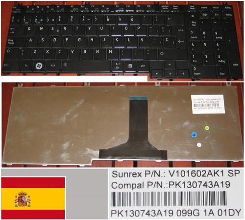 Spanish Qwerty Keyboard TOSHIBA Qosmio G50 F50 NSK-TB80S V101602AK1 9J ...