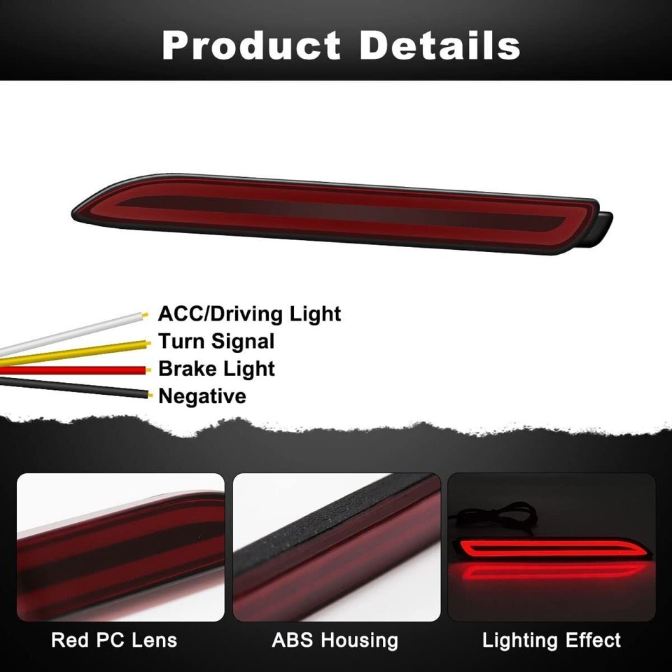 Rear Bumper Reflector LED Stop Brake Light Red Lens For Toyota Venza ...