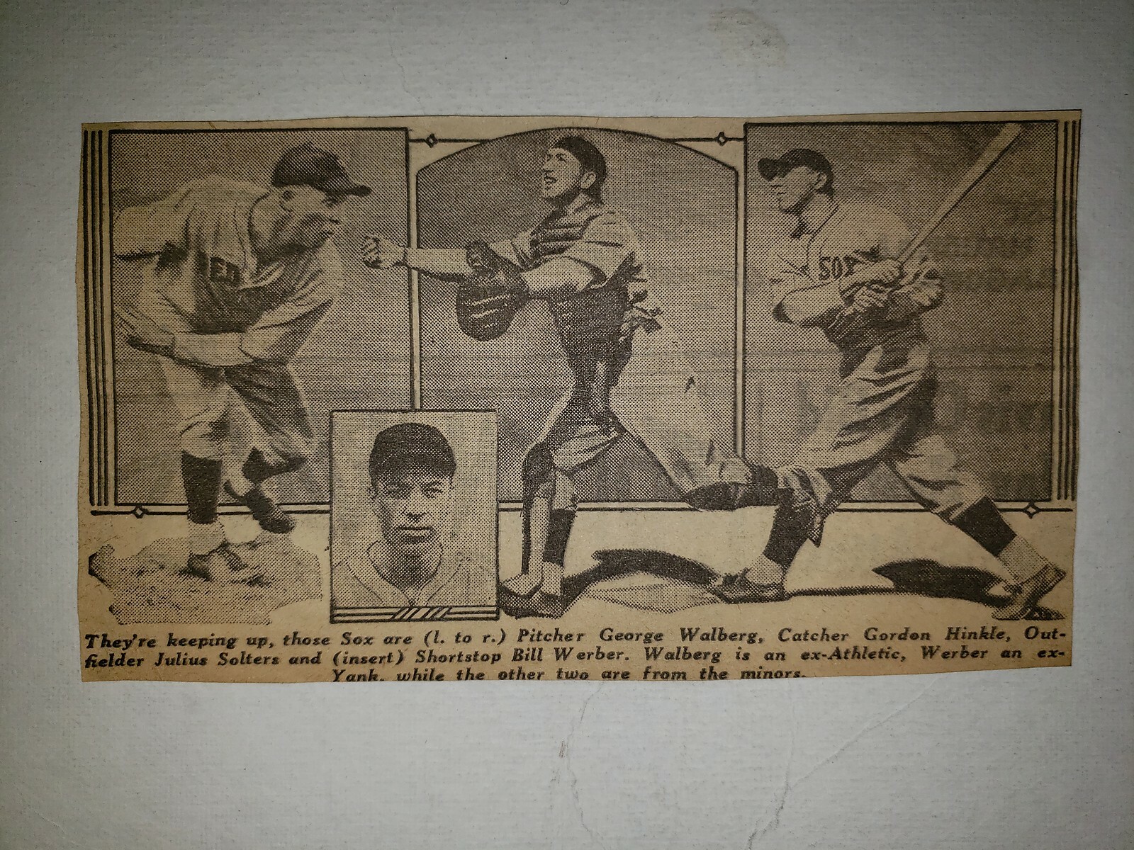 Gordie Hinkle Rube Walberg Moose Solters Bill Werber 1934 Baseball ...