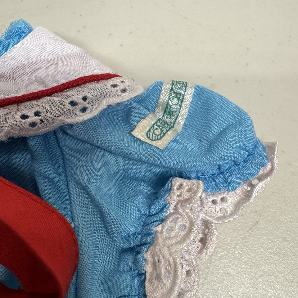 Vintage Cabbage Patch Kids Girl Doll Original Sky Blue Red Swing Dress ...