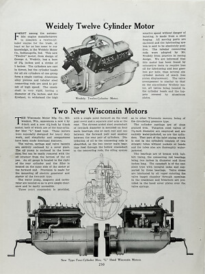 1915 Reports Weidely 12 Cylinder Motor and 2 New 4 Cylinder Wisconsin ...
