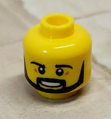 New LEGO Man Head BLACK Beard Mustache Eyebrows HANDSOME Dad Teacher ...