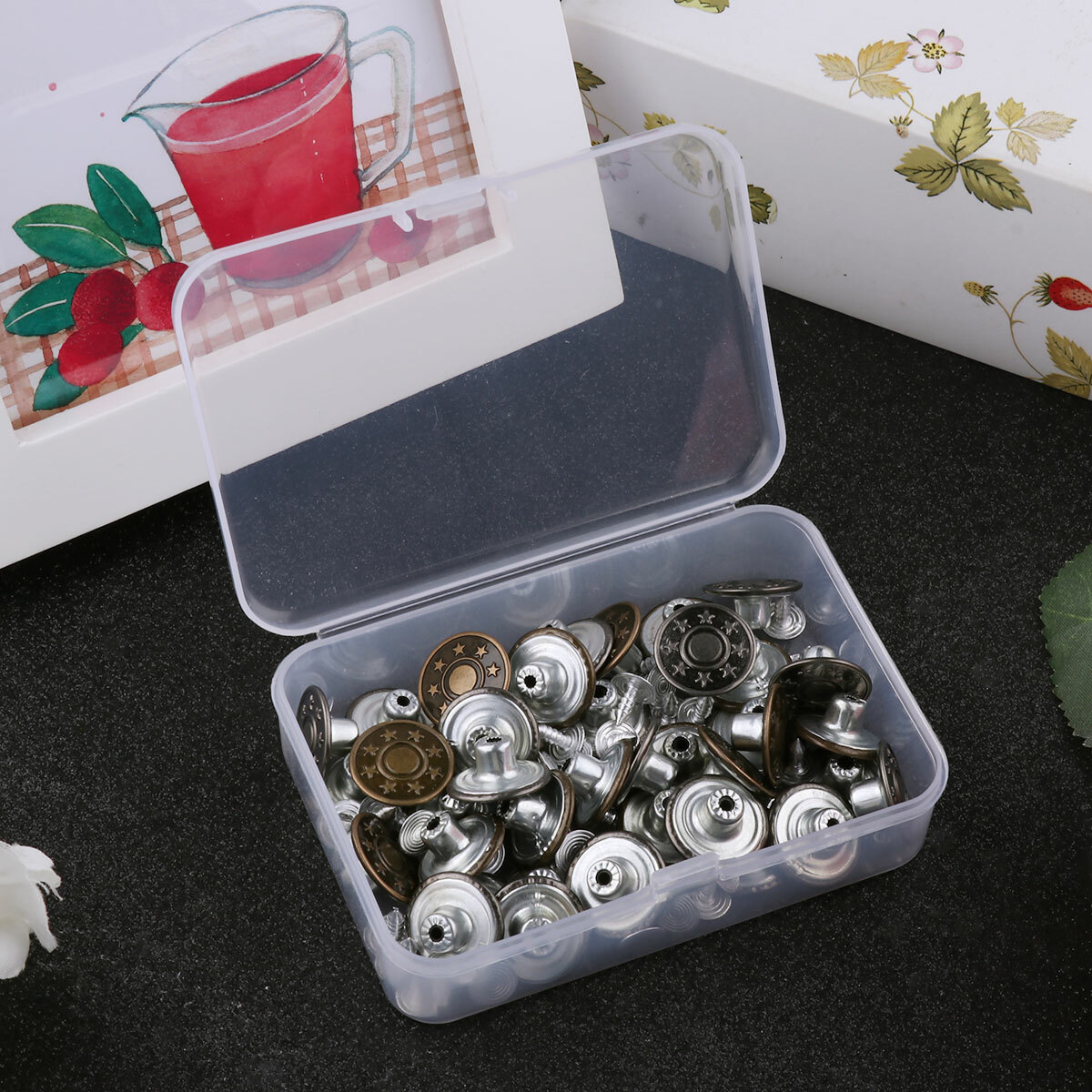 50 Set Metal Denim Jeans Tack Snap Buttons Rivet Repair Replacement+Box ...