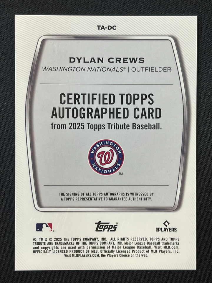 DYLAN CREWS /199 ROOKIE RC ON CARD AUTO AUTOGRAPH 2025 TOPPS TRIBUTE ...
