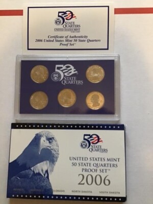 2006 US Mint Clad State Quarter Proof Set with Box & COA, Uncirculated ...