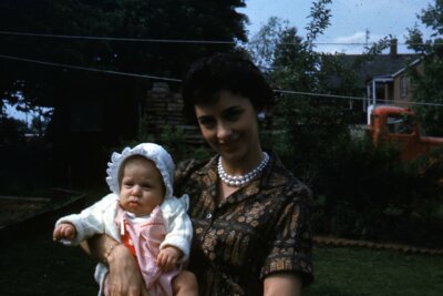 Kodak Slide 1950s Red Border Kodachrome Pretty Woman in Garden with ...