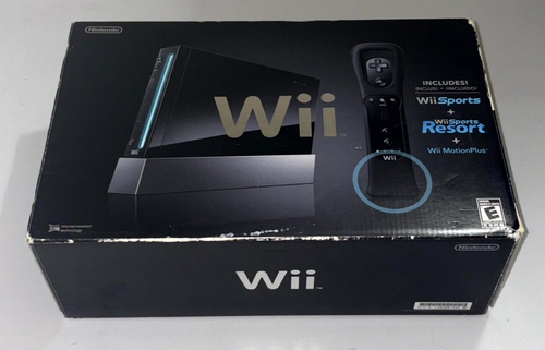Nintendo Wii RVL-101 Black Console, Wii Sports No Resort! In Orig. Box ...