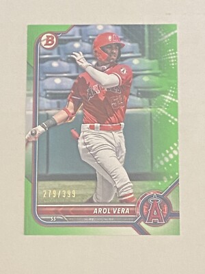 2022 Bowman Arol Vera Neon Green Paper /399 SP Los Angeles Angels ...