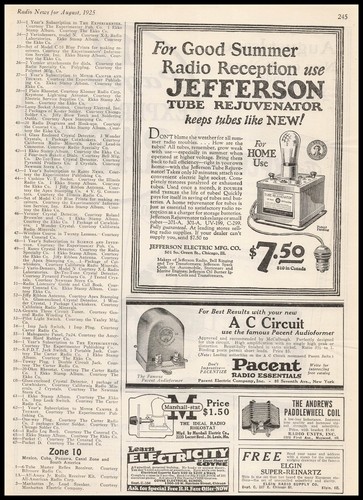 1925 Jefferson Electric Co Chicago $7.50 Radio Tube Rejuvenator Vintage ...