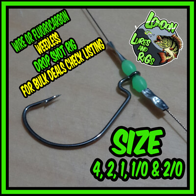 WIRE or FLUOROCARBON WEEDLESS drop shot rigs - Perch, Zander, Pike ...