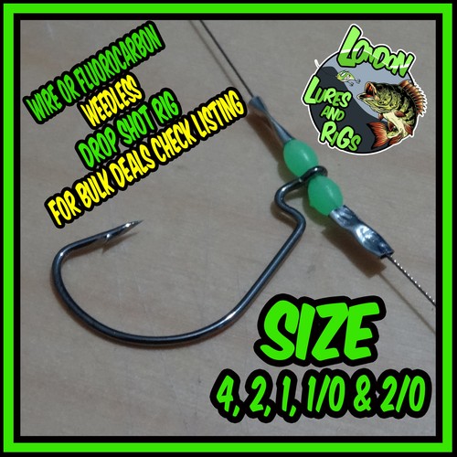 WIRE or FLUOROCARBON WEEDLESS drop shot rigs - Perch, Zander, Pike ...