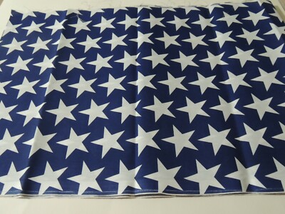 White Stars on Blue Background Fabric~16" Wide x 8' Long~Crafts~Sewing ...