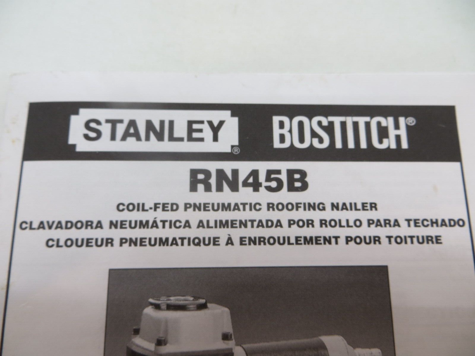 STANLEY BOSTITCH Coil-Fed Pneumatic Nailer Instruction Manual Model ...