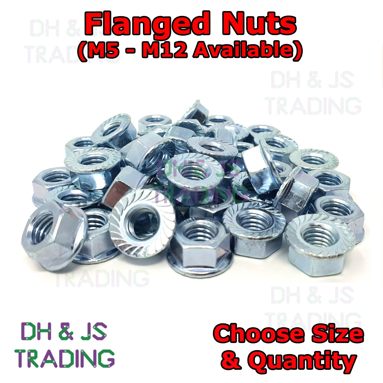 Hex Head Flange Nuts Serrated Zinc Plated Nut Metric - M6 M8 M10 M12 ...