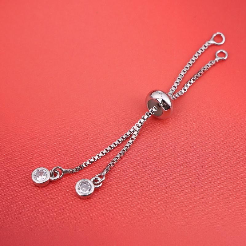 Adjustable Ring Slider Chain With Rubber Beads DIY Connector Pendants ...