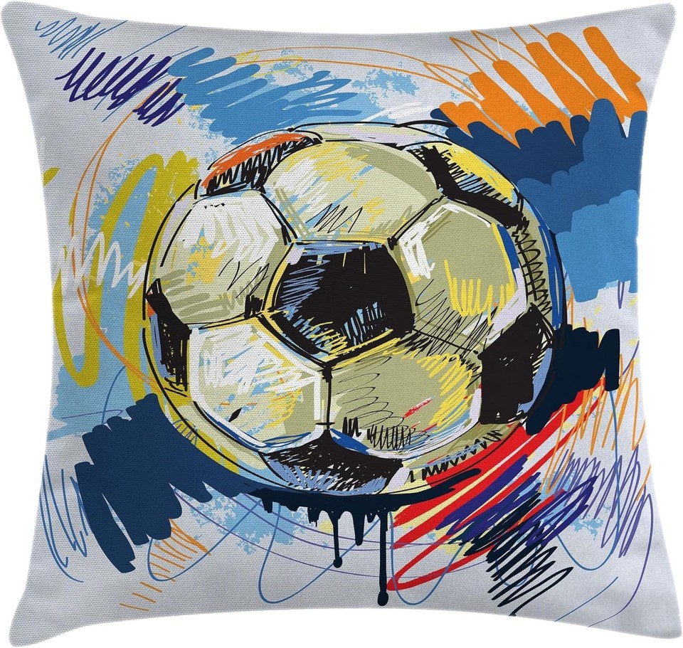 Soccer Pillow Cushion Cover Pack of 4 Spherical Football Ball ...